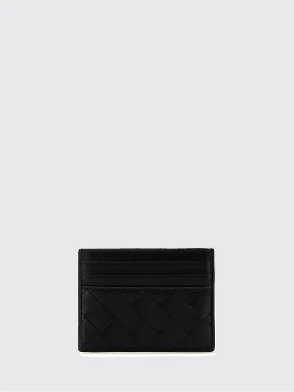 Bottega Veneta Flat Woven Nappa Calfskin Card Holder With 7 Slots - Black