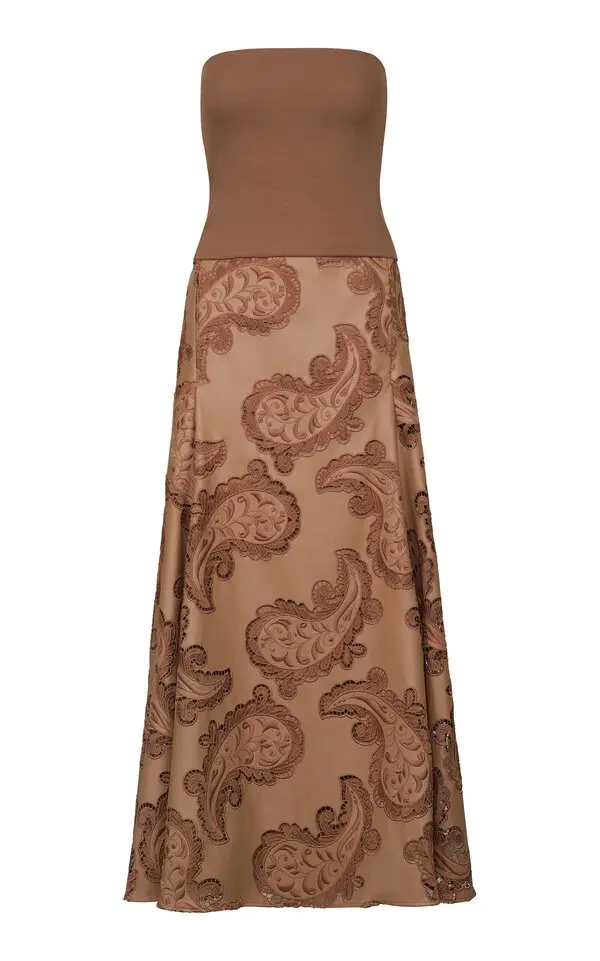 Johanna Ortiz Asymmetric Paisley Print Maxi Dress - Brown