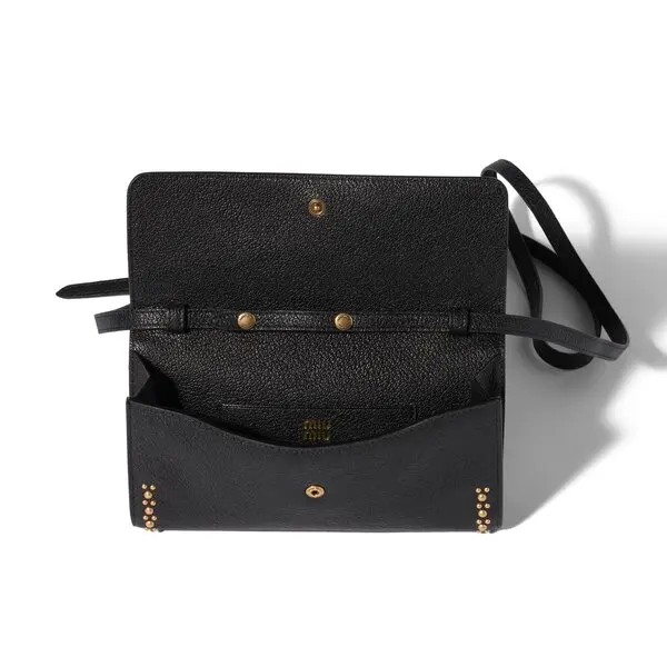 Miu Miu Leather Wallet With Shoulder Strap