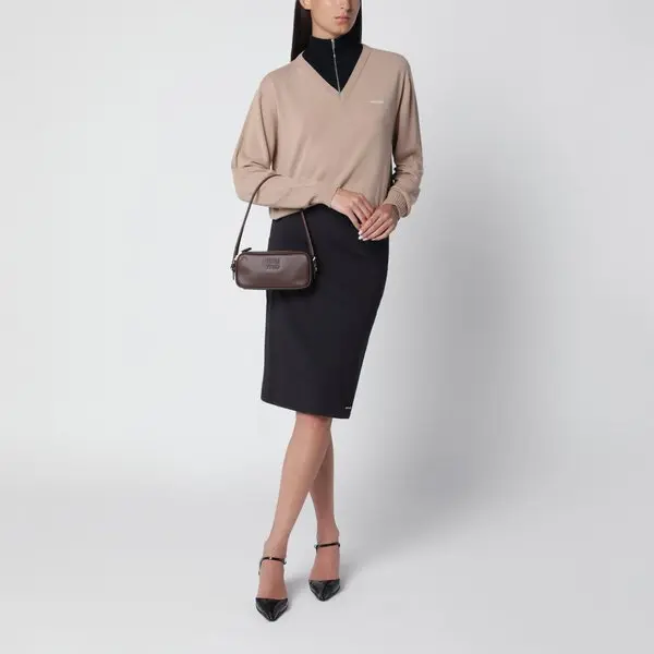 Miu Miu Leather Pouch Bag - Brown