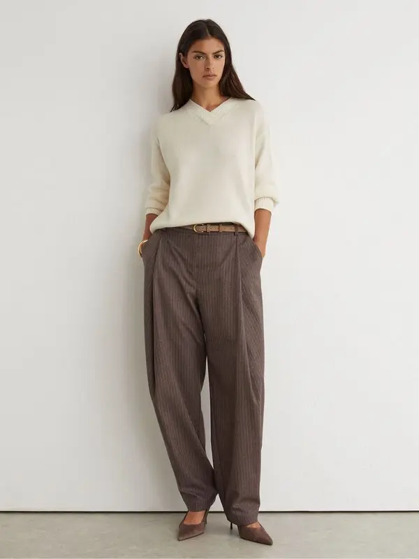 REISS Wool-cashmere V-neck Jumper - Ivory