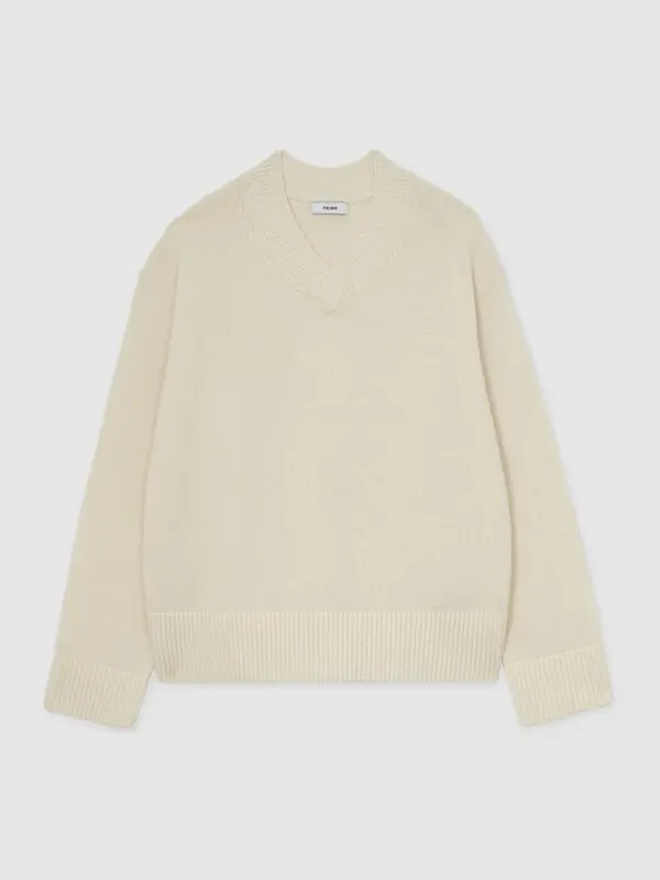 REISS Wool-cashmere V-neck Jumper - Ivory
