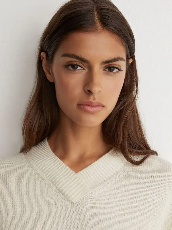 REISS Wool-cashmere V-neck Jumper - Ivory
