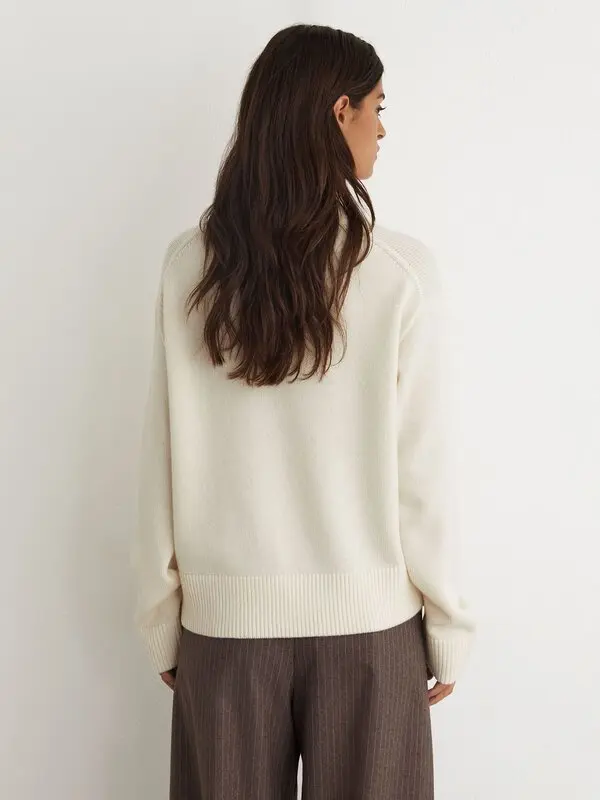 REISS Wool-cashmere V-neck Jumper - Ivory