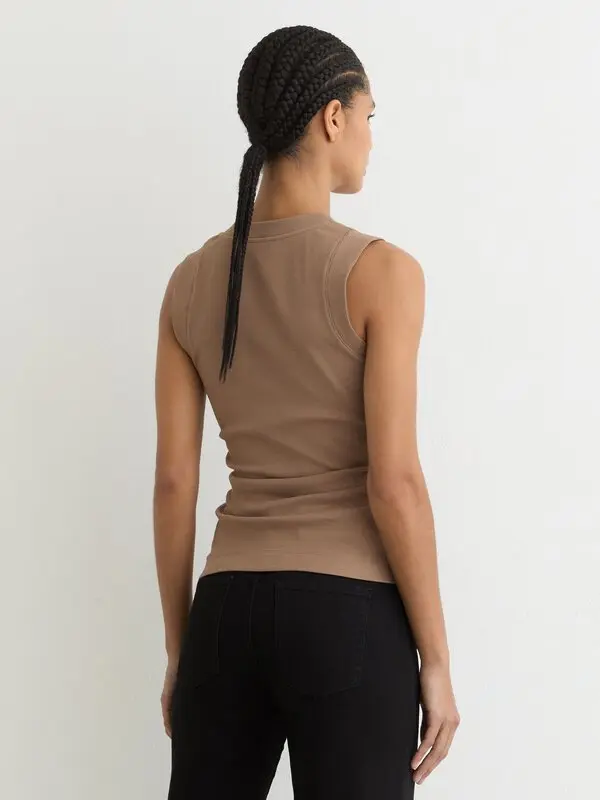 REISS Stretch-cotton Rib Ruched V-neck Vest