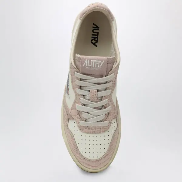 AUTRY Medalist Low Top Leather Sneakers With Crocodile-effect Inserts - Beige