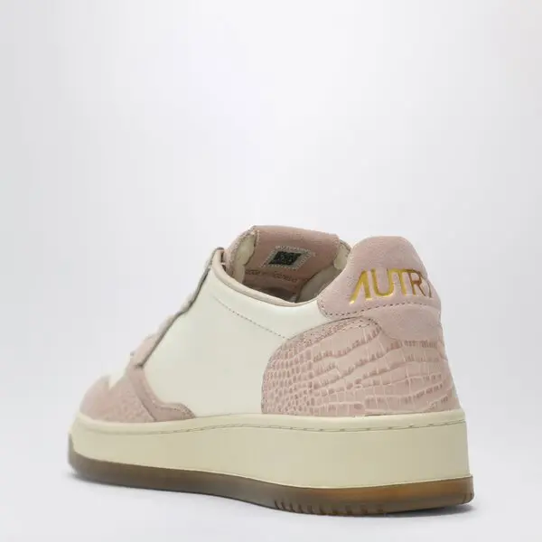 AUTRY Medalist Low Top Leather Sneakers With Crocodile-effect Inserts - Beige
