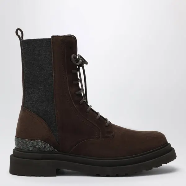 Brunello Cucinelli Suede And Virgin Wool Boots - Brown