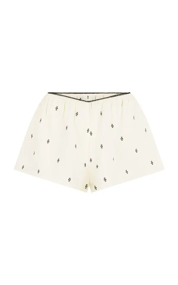 HARRIS TAPPER Exclusive Boudoir Embroidered Silk-blend Shorts - Off-white