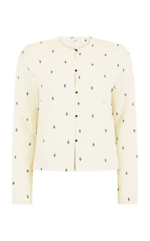 HARRIS TAPPER Embroidered Silk-blend Blouse - Off-white