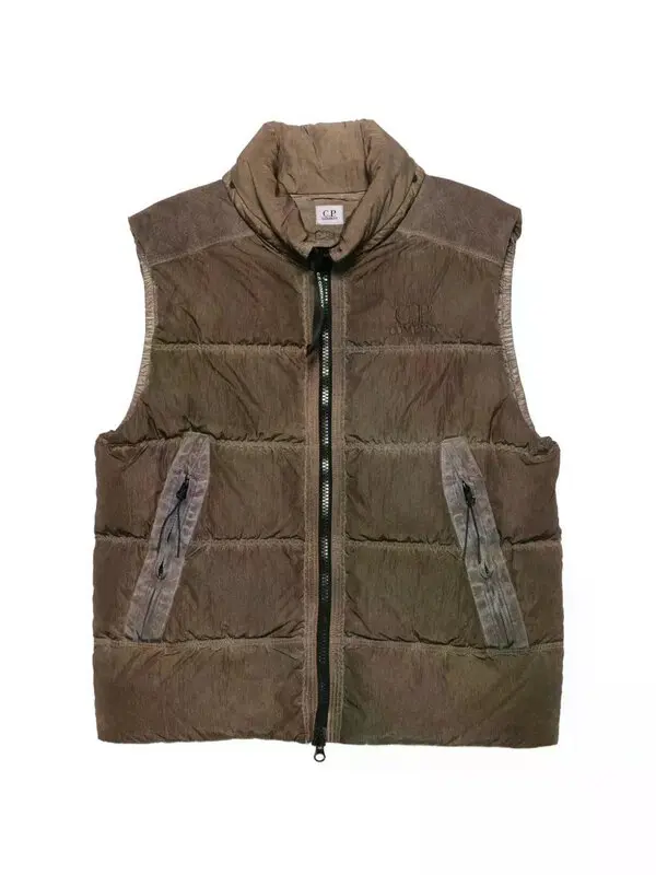 C.P. COMPANY Eco-chrome R Hooded Gilet - Brown