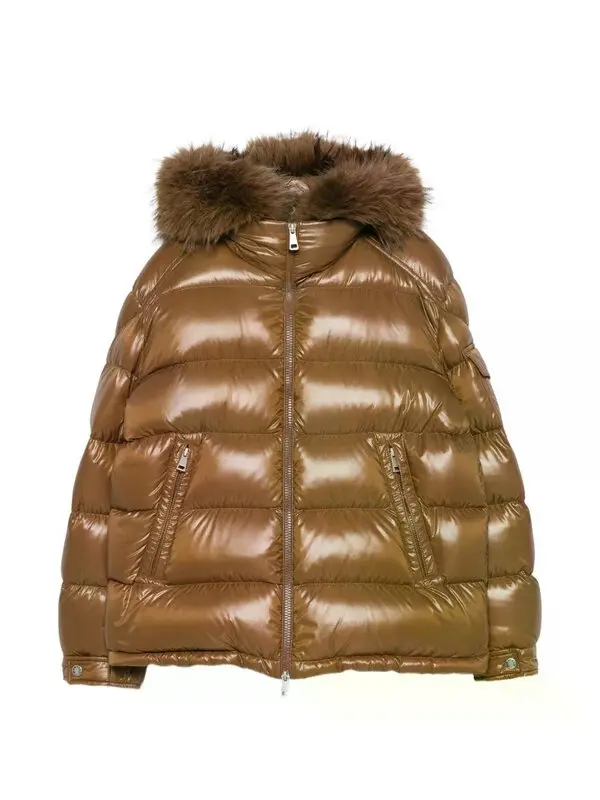 Moncler Faux-fur Trim Quilted Jacket - Brown