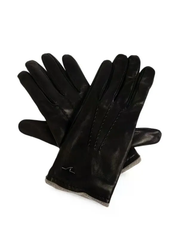 Paul & Shark Logo-detail Leather Gloves - Black