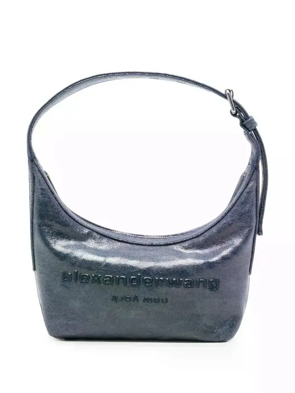 Alexander Wang Crinkled-effect Logo-debossed Shoulder Bag - Blue