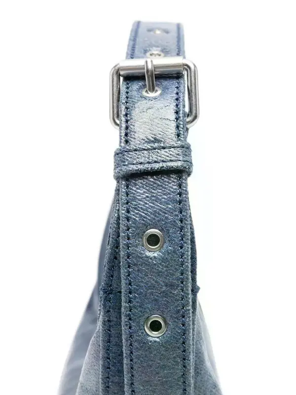 Alexander Wang Crinkled-effect Logo-debossed Shoulder Bag - Blue