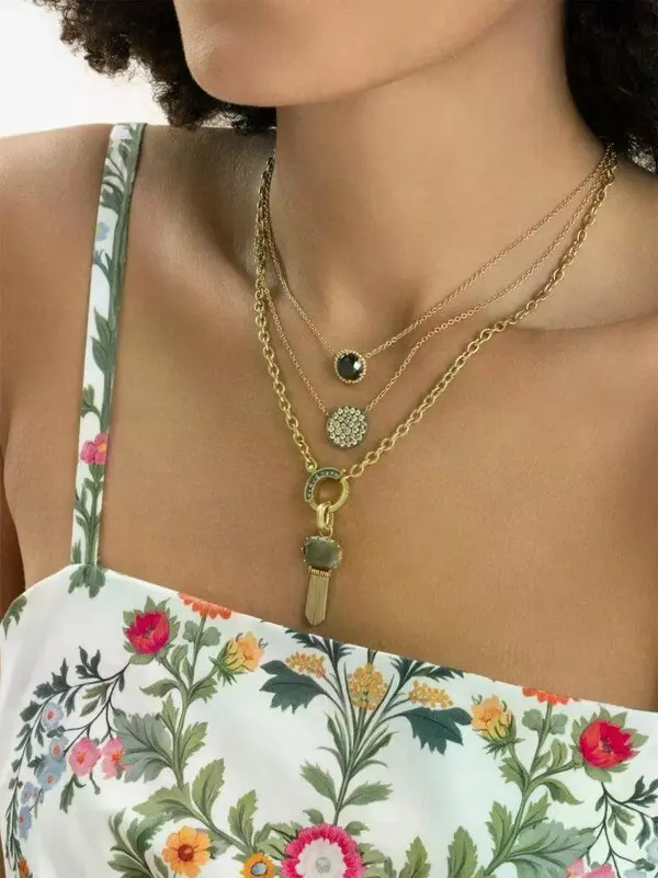 SYLVA & CIE Rose-cut Diamond Moon Necklace