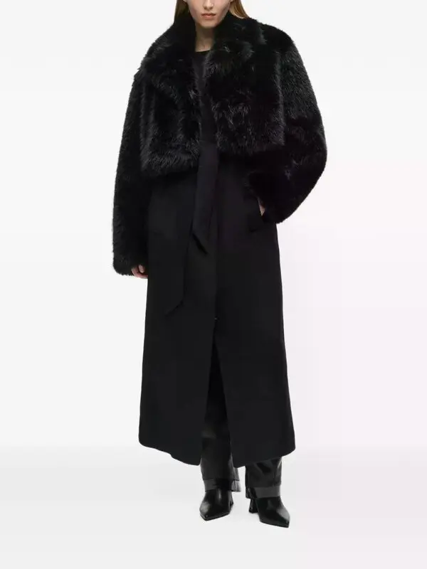 Karl Lagerfeld Belted Faux-fur Coat - Black