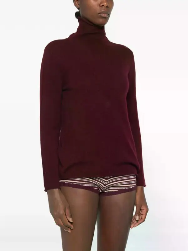 BEYOU Roll Neck Wool Sweater - Purple