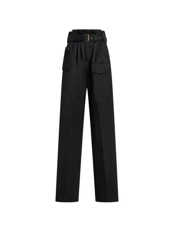 Etro Straight-leg Wool Trousers With Pockets And Belt