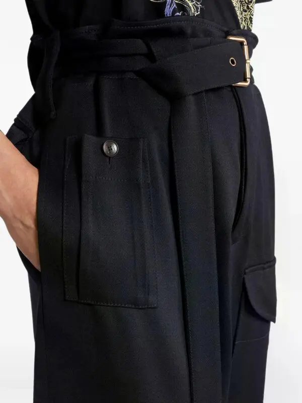 Etro Straight-leg Wool Trousers With Pockets And Belt