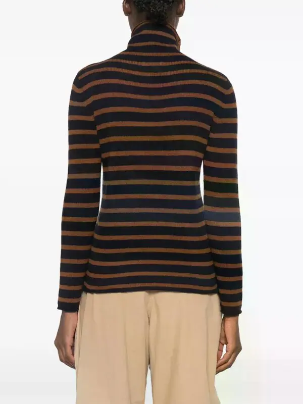 BEYOU Striped Roll Neck Sweater