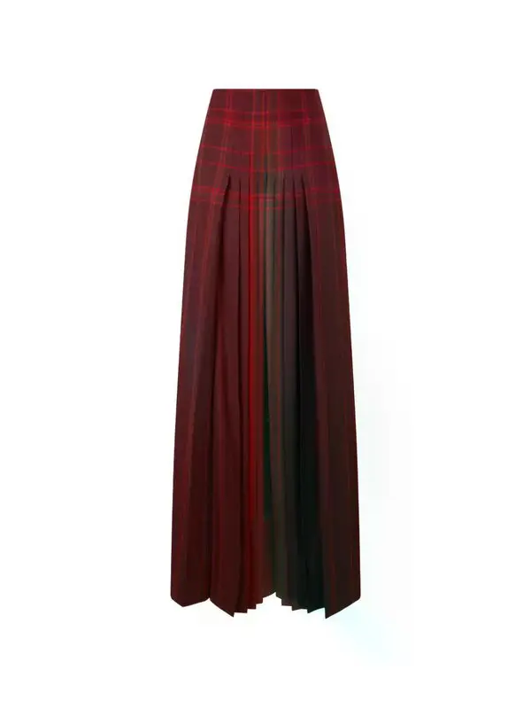 Alberta Ferretti Check-pattern Pleated Maxi Skirt - Red