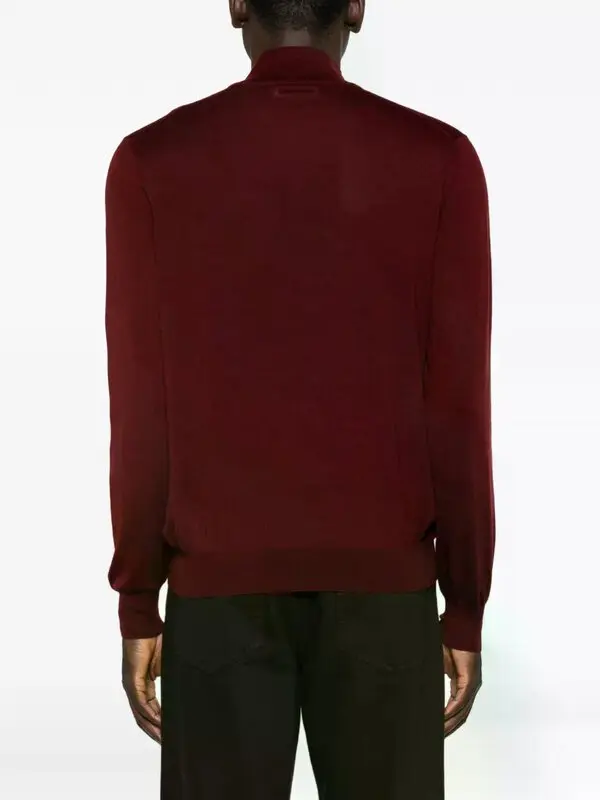 GRAN SASSO Burgundy Wool Quarter-zip Sweater - Red