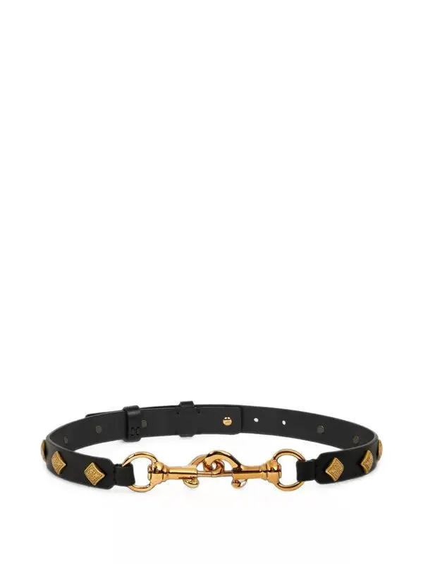 Etro Leather Pony Belt With Diamond-shaped Studs - Black