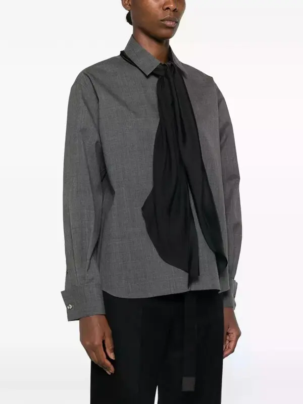 Sacai Pussy-bow Layered Shirt - Grey