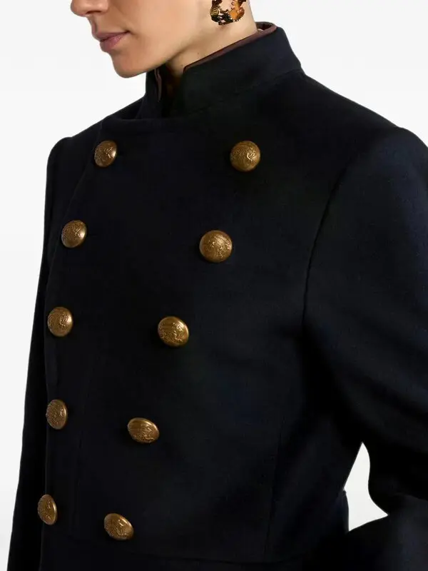 Etro Double-breasted Wool-blend Cloth Coat With Mandarin Collar