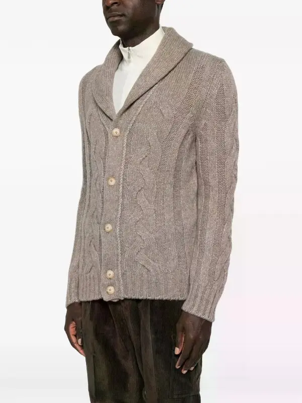 GRAN SASSO Cable-knit Shawl-collar Cardigan