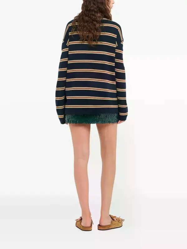 Alanui Striped Double-collar Wool Polo Shirt