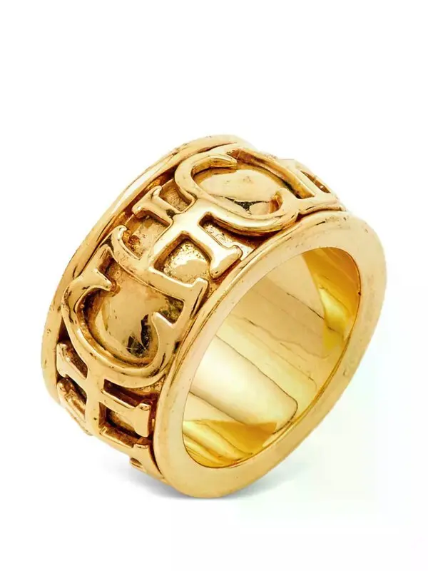 Carolina Herrera Tone Logo Pattern Band Ring