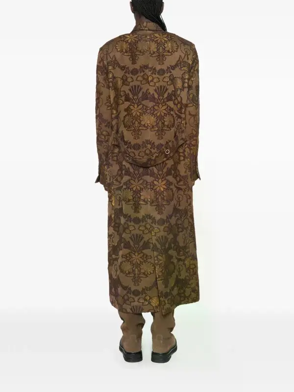 UMA WANG Floral-jacquard Double-breasted Coat