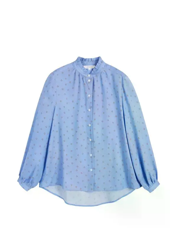 Chinti & Parker Star Print Ruffled High Neck Shirt