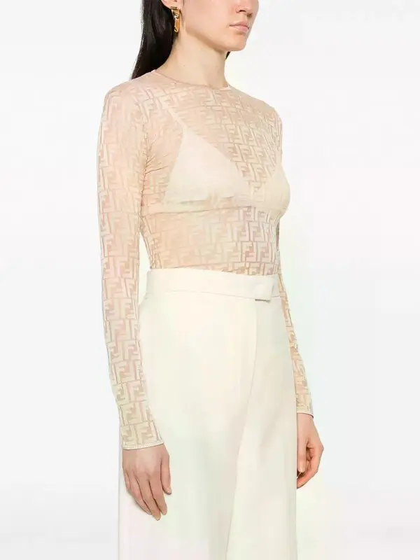 Fendi Monogram Jacquard Mesh Bodysuit