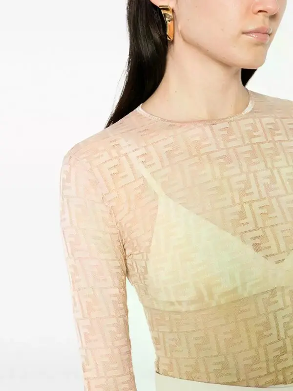 Fendi Monogram Jacquard Mesh Bodysuit