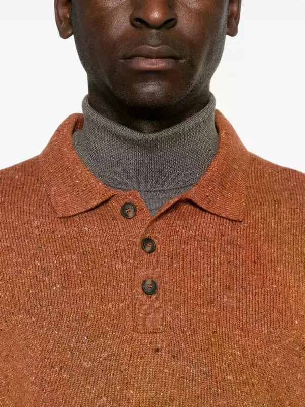 GRAN SASSO Button-down Polo Sweater - Orange