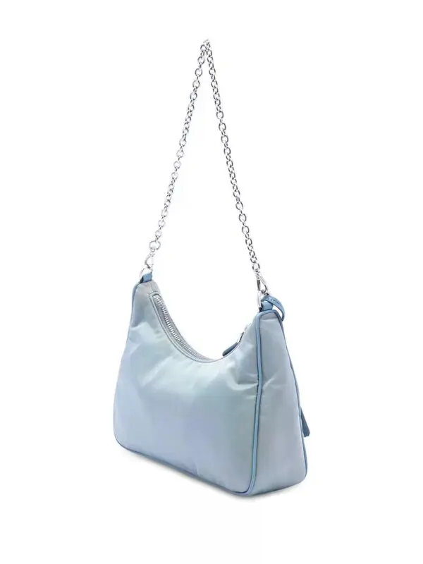 Prada Saffiano Leather Trimmed Tessuto Re-edition 2005 Satchel - Blue
