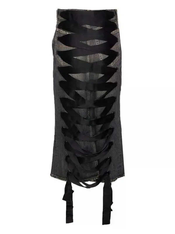 Balenciaga Lace-up Denim Skirt