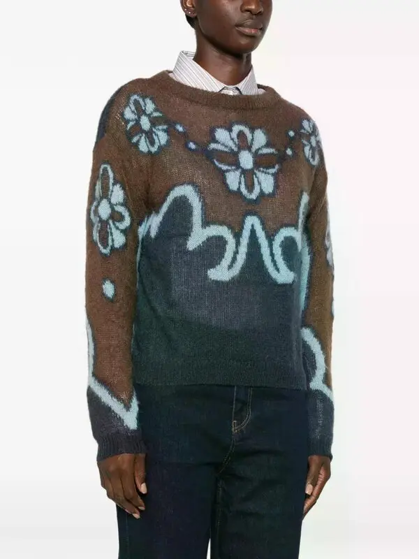 I BLUES Floral Print Long-sleeved Sweater