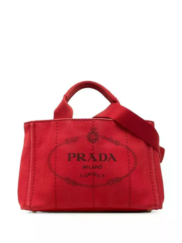 Prada 2013-2026 Small Canvas Canapa Logo Tote Satchel