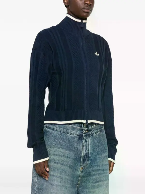 Adidas Herringbone-knit Zip-up Sweater