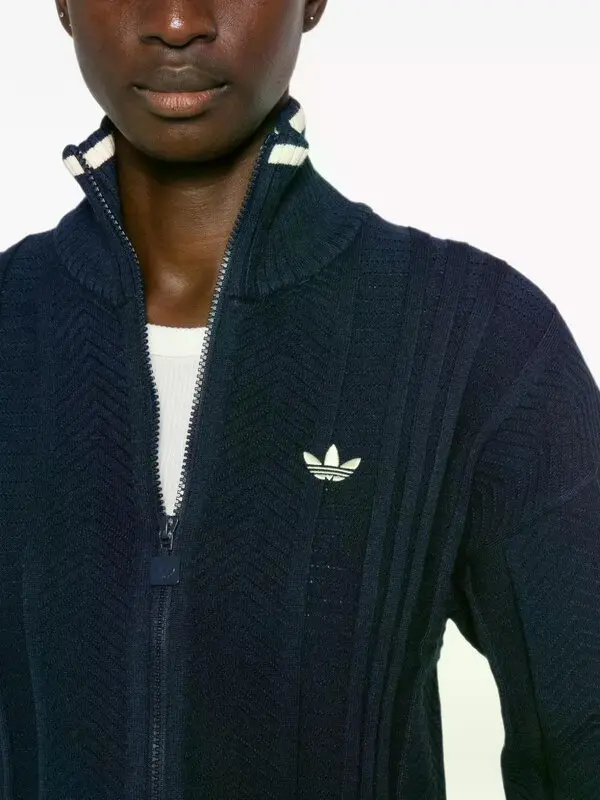 Adidas Herringbone-knit Zip-up Sweater