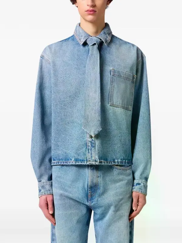 MSGM Neck-tie Denim Shirt