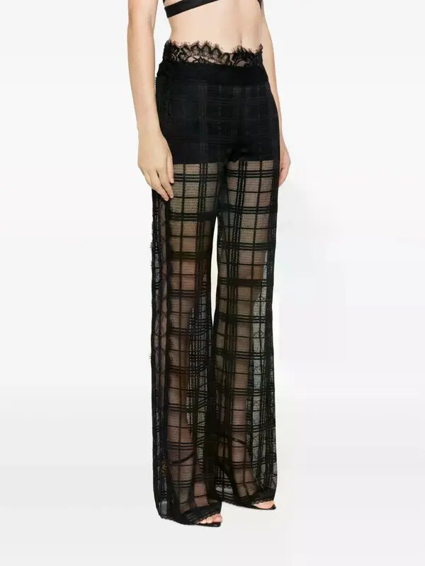Alberta Ferretti Floral-lace Flared Tulle Trousers