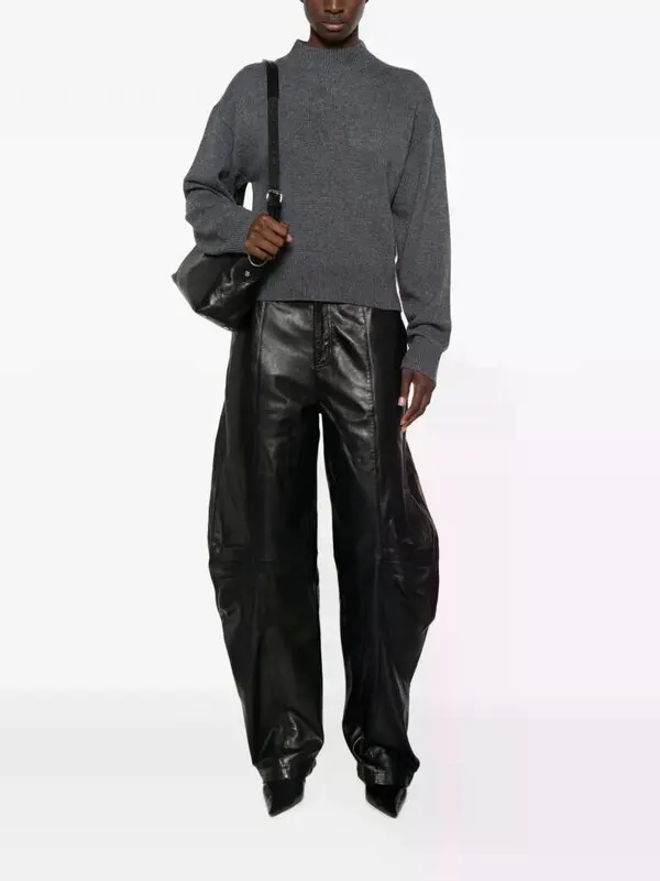 Pinko Ribbed-trim Mock Neck Sweater - Grey