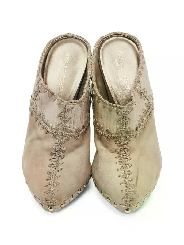SERGIO ROSSI Stitch-detail Platform Mules