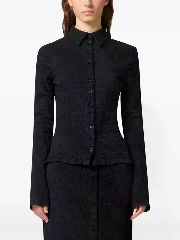MSGM Crinkled-effect Ruffled Shirt