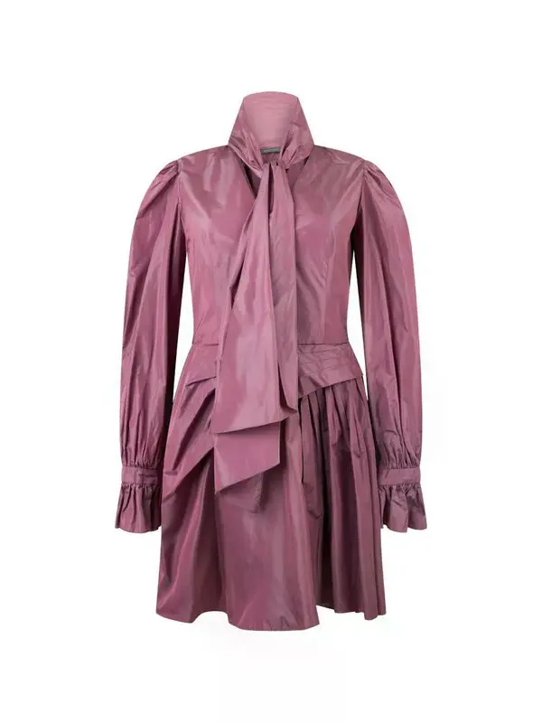 Alberta Ferretti Pussy-bow Ruffled-cuff Mini Dress